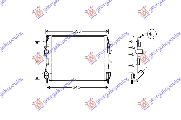 HLADNJAK MOTORA 1.5cc DCI+/ – A/CCEV.BEZ VENTILA RENAULT KANGOO (2003-2008) (OEM: 8200072712)