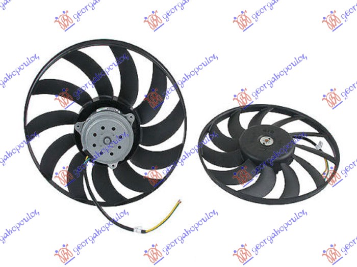 VENTILATOR (MOTOR+ELISA) BEN-DIZ (380mm) AUDI A4 (2004-2007) (OEM: 8E0959455, 8E0959455A, 8E0959455K)