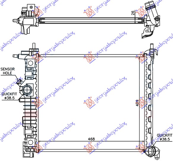 HLADNJAK MOTORA I 1.4i- 16V TURBO (47×42.8)A 14NEL / T OPEL MERIVA (2014-) (OEM: 1300308)