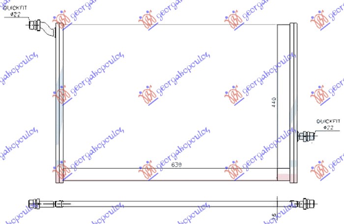 HLADNJAK MOT. DODATNI BEN-DIZ 635x440x16 MERCEDES C CLASS (W205) SDN/S.W. (2014-2018) (OEM: 0995001903, A0995001903)