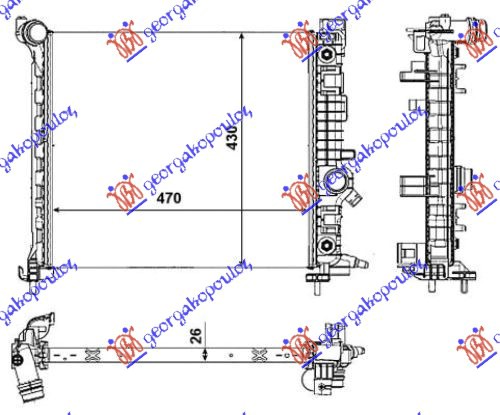 HLADNJAK MOTORA 1.7 CDTi AUTOMATIK (47×42.8) OPEL MERIVA (2010-2014) (OEM: 1300310)