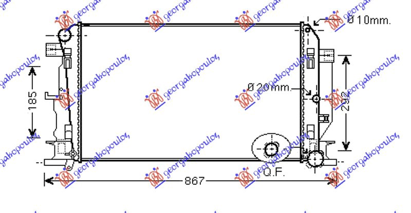 HLADNJAK MOTORA 2.2 CDi+AC (M) (67.7×41.5×34) MANUAL MERCEDES SPRINTER 210-519 (W906) (2013-2018) (OEM: 9065000102, 9065000202)