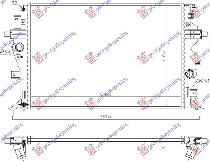 HLADNJAK MOTORA 1.6 BENZIN/HIB (610x410x16) HYUNDAI IONIQ (2017-) (OEM: 25310G2000)