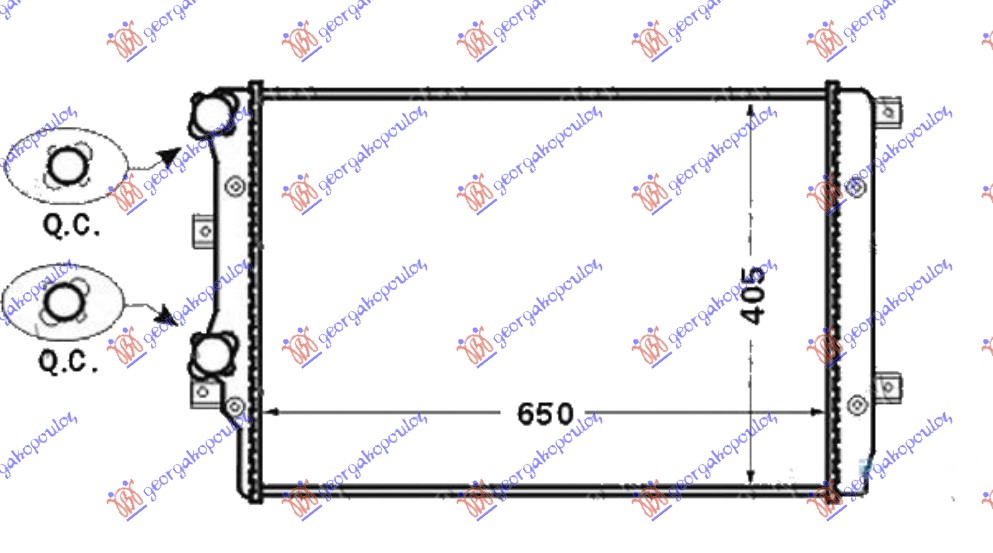 HLADNJAK MOTORA 2.0 BEN 2.0 DIZ (65×45) LEMLJEN SKODA OCTAVIA 5 (2004-2008) (OEM: 1K0121251BK, 1K0121251DM, 1K0121251EH)