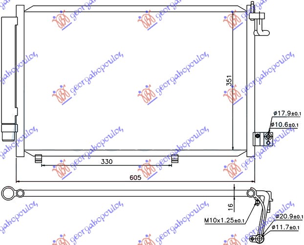 HLADNJAK KLIME BENZIN – 1.4TDCi (57.5×36) FORD FIESTA (2008-2013) (OEM: 1513108, 1521951, 1526277)