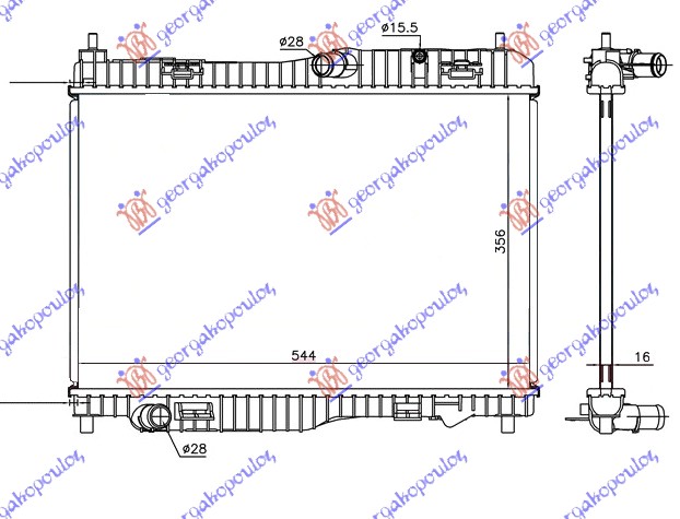 HLADNJAK MOTORA 1.0i12V-1.0+/-A/C(55.8×35.2×1.8 FORD TRANSIT/TOURNEO COURIER (2013-) (OEM: 1768105, 1778265)