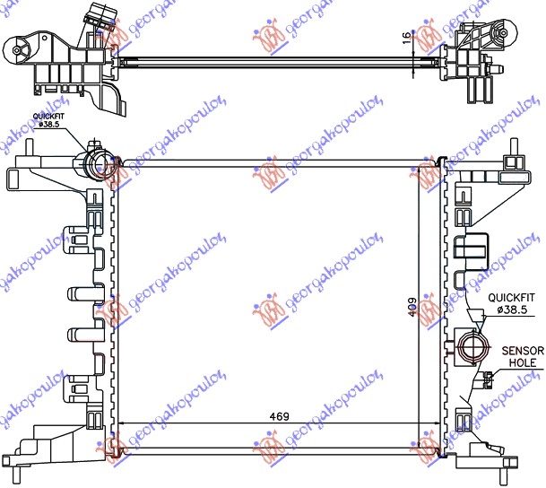 HLADNJAK MOTORA 1.4i- 16V (47×42.8) A 14XER OPEL MERIVA (2014-) (OEM: 1300304, 13283244)