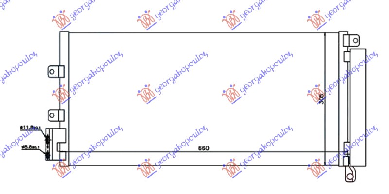 HLADNJAK KLIME 1.4i TURBO 1.3-1.6 JTD (63×30) FIAT LINEA (2013-2015) (OEM: 51785227, 51831829, 51935322)