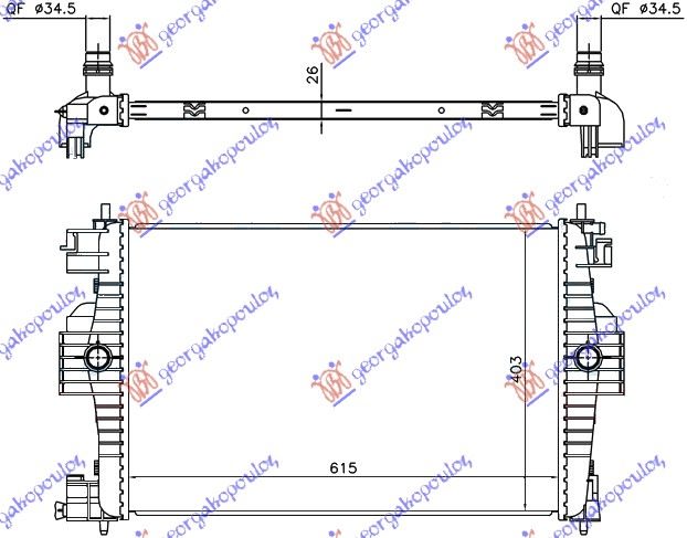 HLADNJAK 1.6i-16V (61.3×40.5) (10-) CITROEN DS5 (2011-2015) (OEM: 1330Z2)