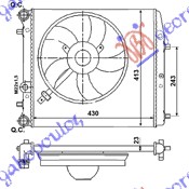 HLADNJAK MOTORA -A / C (43×4 1) SA VENTILATOROM SKODA FABIA (2010-2014) (OEM: 6Q0121201BT, 6Q0121253K)