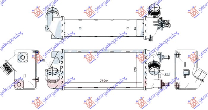 HLADNJAK INTERCOOLERA 0.9 TUR. BENZIN – 1.3 JTD DIZEL FIAT PANDA NEW (2012-) (OEM: 51855481, 51930049)