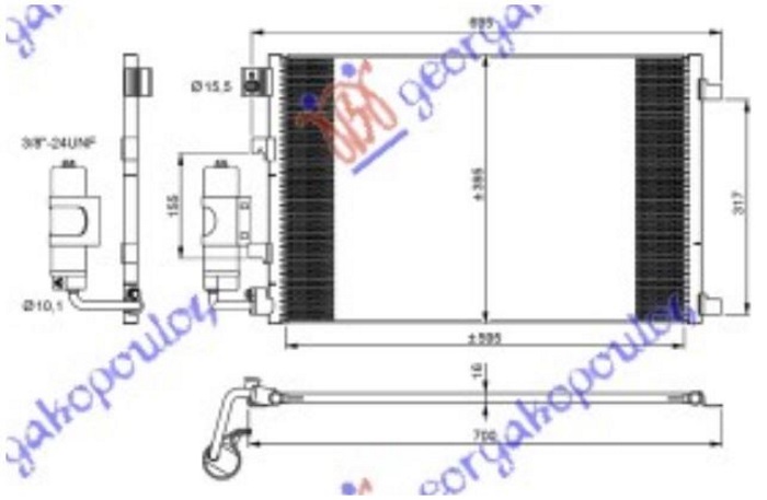 HLADNJAK KLIME BENZIN (600x385x16) KOYO NISSAN QASHQAI (2007-2010) (OEM: 92100-JD200, 92100JD200)