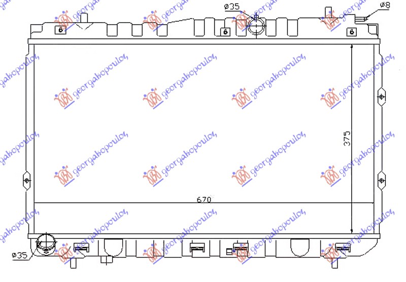 HLADNJAK MOTORA 1.5 CRDi DIESELEKTRICNI (375x670x16) KIA CERATO (2004-2009) (OEM: 253102F500)