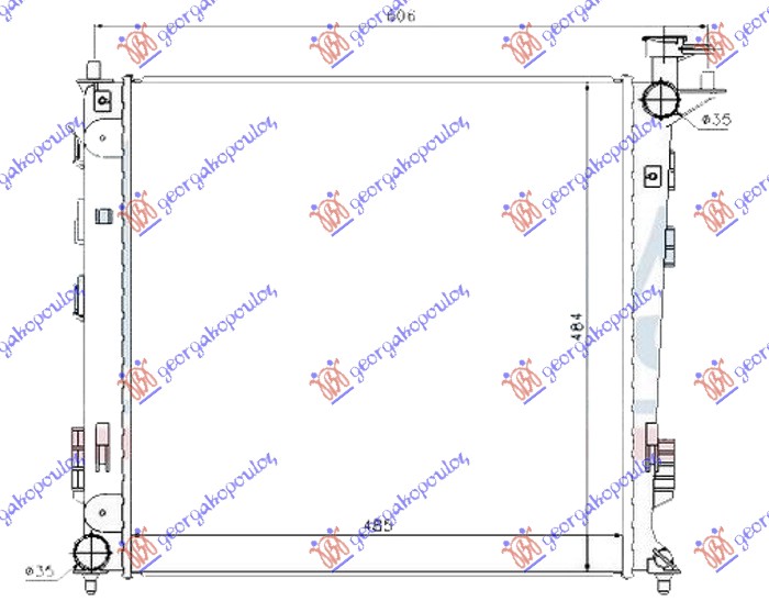 HLADNJAK MOTORA 1.7-2.0 DIZEL MANUAL (485×485) KOREJA KIA SPORTAGE (2010-2014) (OEM: 253102S000, 253102S150)