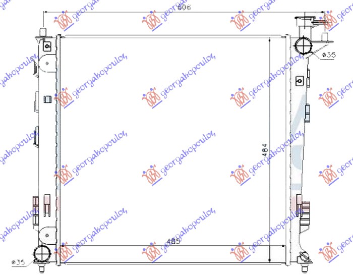 HLADNJAK MOTORA 1.7-2.0 DIZEL MANUAL (485×485) KOREJA KIA SPORTAGE (2010-2014) (OEM: 253102S000, 253102S150)