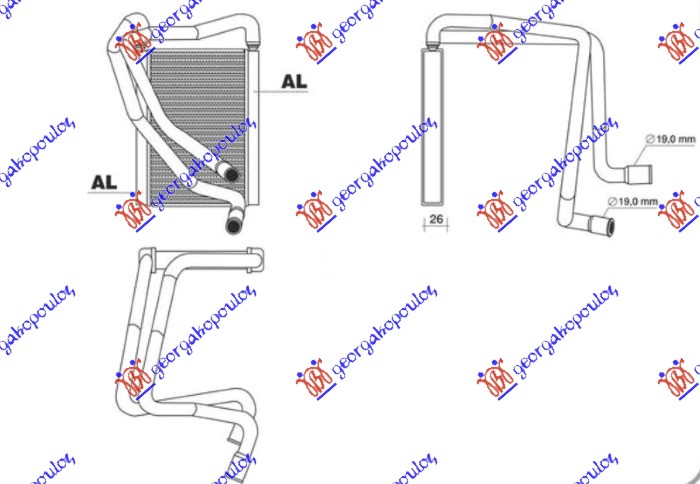 GREJAC KABINE (122×194) HYUNDAI i10 (2007-2010) (OEM: 971380-X000, 971380X000)