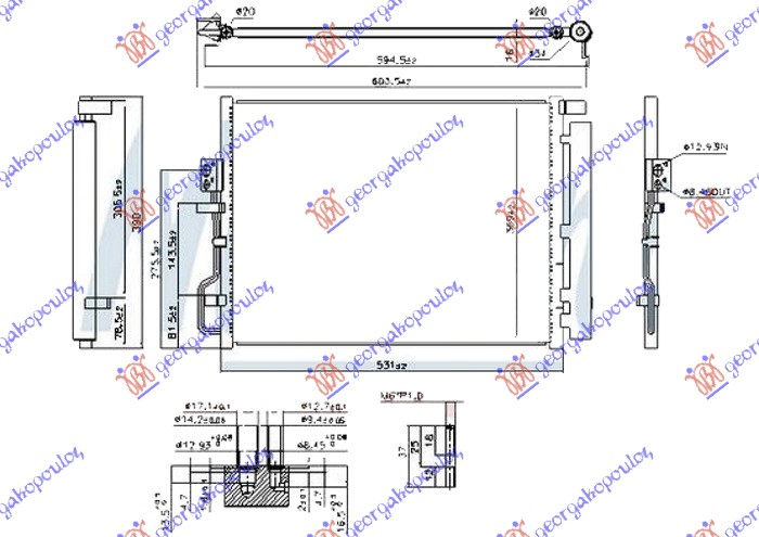 HLADNJAK KLIME 1.6 BENZIN 1.7-2.0 DIZEL (495×385) CESKA HYUNDAI TUCSON (2015-2018) (OEM: 97606-D7050, 97606D7000, 97606D7050)