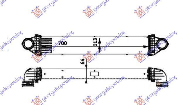 HLADNJAK INTERCOOLERA 2.0 CDi (698x96x63) MERCEDES B CLASS (W245) (2008-2011) (OEM: 1695000000)