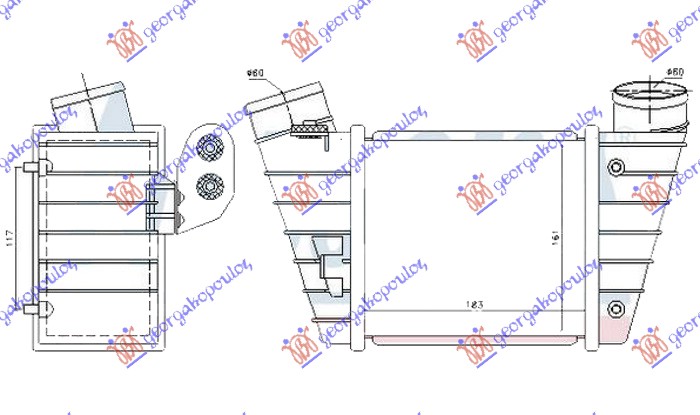 HLADNJAK INTERCOOLER 1.8T (S3) (185x165x85) Leva str. SEAT LEON (1999-2005) (OEM: 8L9145805C, 8L9145805G)