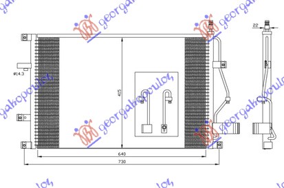 HLADNJAK KLIME BEN-DIZ (63.5×43) VOLVO S80 (1999-2006) (OEM: 6848889, 8683360, 9171651)