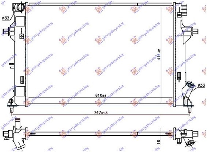 HLADNJAK 1.4/1/6 Mpi BENZIN MEH (610x411x16) (KOYO) HYUNDAI ELANTRA (2015-2019) (OEM: 25310F2000)