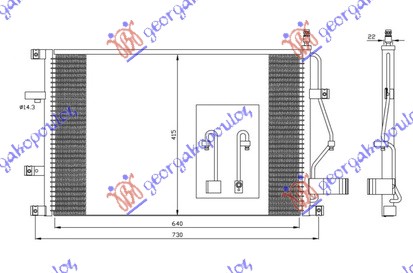 HLADNJAK KLIME BENZIN / DIZEL (63.5×43) VOLVO XC70 (2000-2007) (OEM: 6848889, 8683360, 9171651)