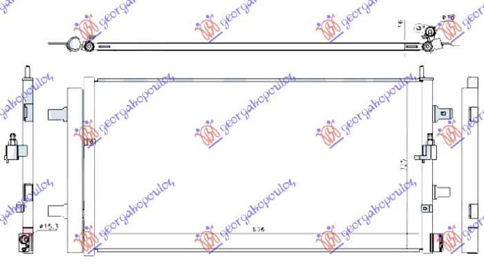 HLADNJAK KLIME 2.0 TFSi HYBRID (636×325) AUDI A6 (2010-2014) (OEM: 8R0260401D, 8R0260403D, 8R0260403E)