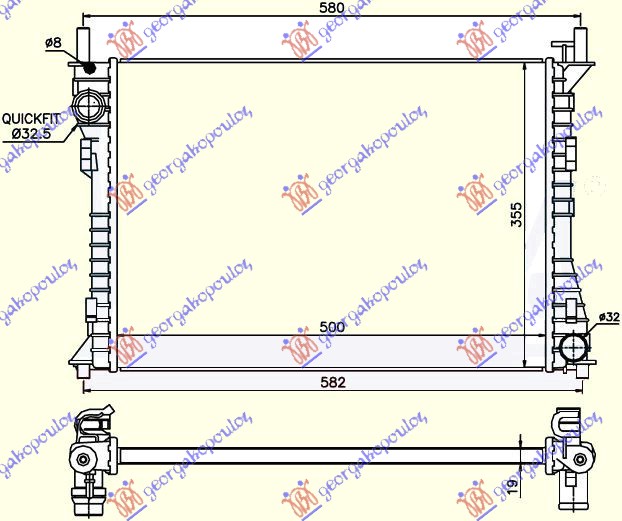 HLADNJAK 2.0 ST 150PS/-A/C(50X35.8X1.9) FORD FIESTA (2002-2008) (OEM: 1363013)