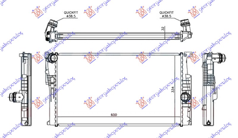 HLADNJAK MOTORA 1.5/1.6/3.0 (118i-125i/135i-M)/2.0 BMW SERIES 2 (F22/23) COUPE/CABRIO (2014-) (OEM: 7600520, 8672107, 17117600520)