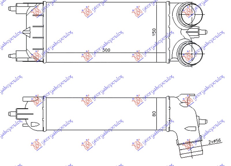 HLADNJAK INTERKULER 1.6 THP BENZIN (30 0 x 150 x80) PEUGEOT 508 (2011-2015) (OEM: 1440.Q9, 1440Q9)