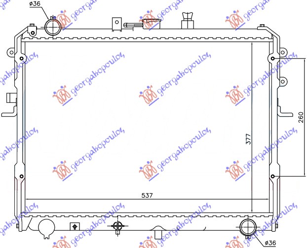 HLADNJAK MOTORA 2.200 DIZEL (34.8×56.9×32) MAZDA BONGO E1800/2000 (1983-1992) (OEM: RF01-15-200A, RF0115200A)