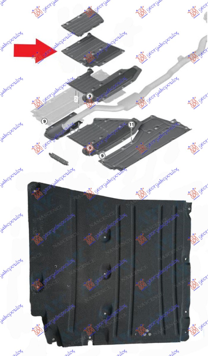 ZASTITA PODA SREDNJA PLASTICNA (AWD) BMW SERIES 8 COUPE-GR.COUPE(G15/16)/CABRIO(G14) (2018-) (OEM: 51757340745)