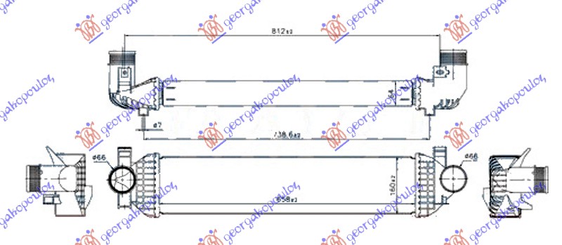 HLADNJAK INTERCOOLERA 1.6 16V TURBO (655×156) FORD KUGA (2013-2016) (OEM: 1721228, 1750001, 1857415)