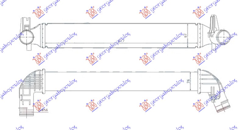 HLADNJAK INTERKULERA 1.4 Tsi BENZIN 2.0Tdi DIZEL SKODA FABIA (2007-2010) (OEM: 6R0145805C, 6R0145805F, 6R0145805K)