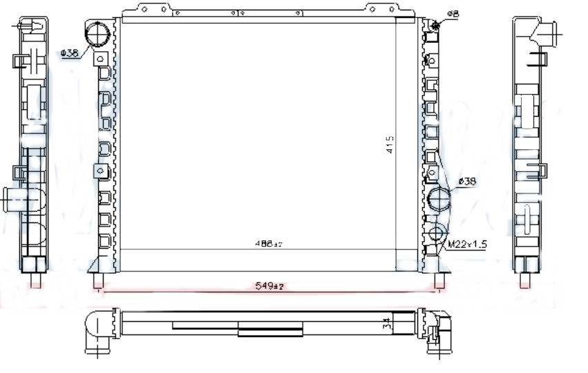 HLADNJAK MOTORA 2.0 – 2.5 +/ – A/C (49×41.5) ALFA ROMEO 164 (1987-1998) (OEM: 60507819)