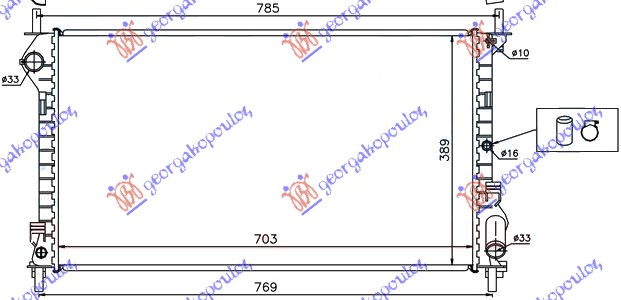 HLADNJAK MOTORA 1.8 BENZIN-1.8 TDCI (70×38.5) FORD TRANSIT CONNECT (2010-2013) (OEM: 4523720)