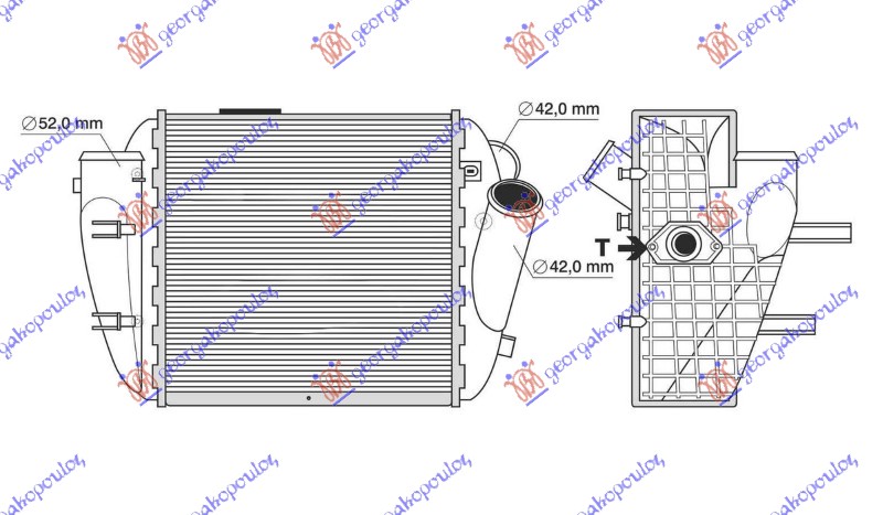 HL. INTERKUL. 2.5 DIZEL (200×190) DESNI AUDI A4 (2004-2007) (OEM: 8E0145805E, 8E0145805G, 8E015805P)