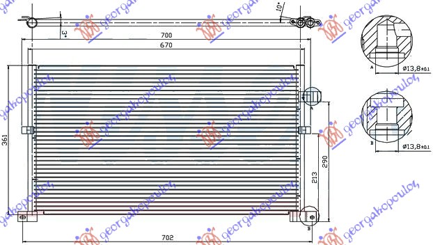 HLADNJAK KLIME SVI MODELI BENZIN – DIZEL (63x36x1.7) FORD MONDEO (2000-2007) (OEM: 1152429)