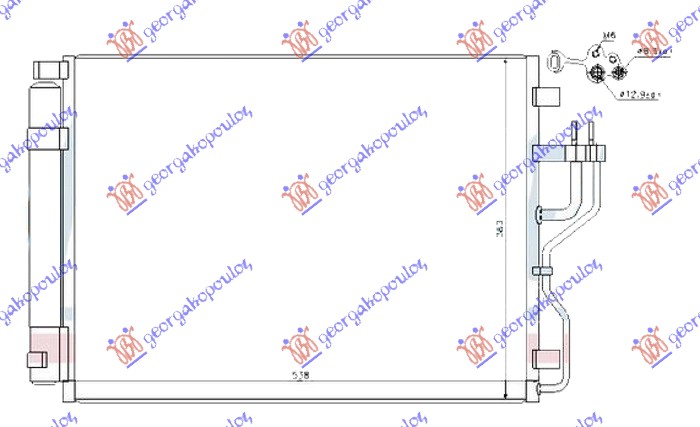 HLADNJAK KLIME DIZEL (535x380x16) KOREJA KIA SPORTAGE (2010-2014) (OEM: 976062S000, 976062S001)