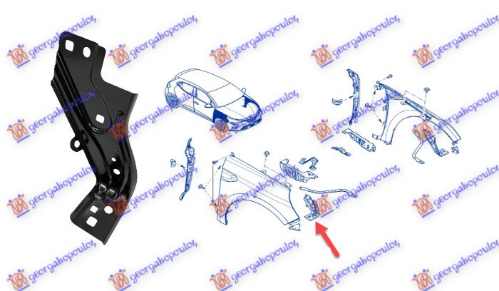 NOSAC BLATOBRANA Desna str. RENAULT CLIO (2019-) (OEM: 631405852R)