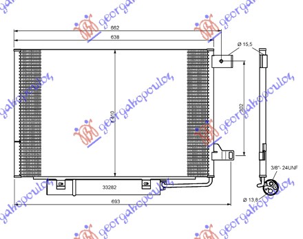 HLADNJAK KLIME BENZIN 600x410x16 2 NOSACA MERCEDES B CLASS (W245) (2008-2011) (OEM: 1695000054)