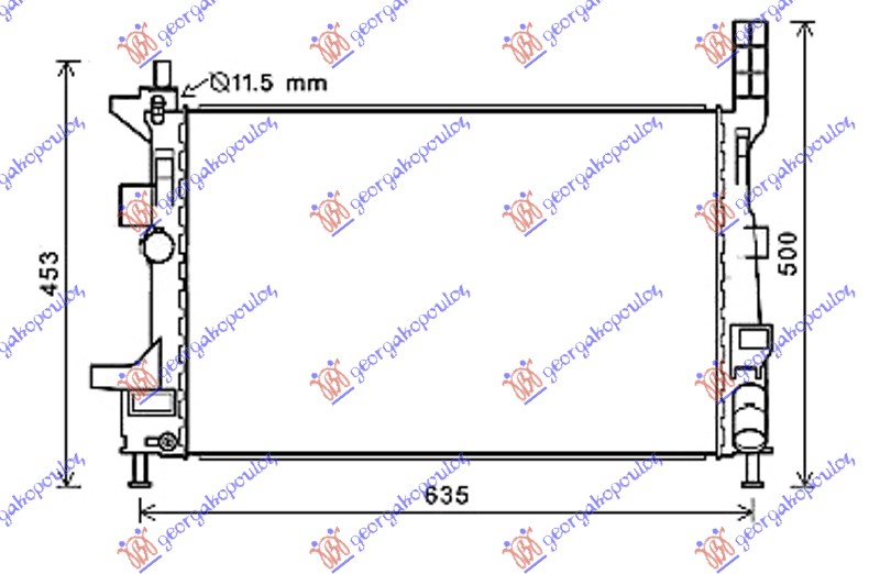 HLADNJAK MOTORA 1.5 TDCi/ECOnetic MANUAL DIZEL 543×362 FORD TRANSIT/TOURNEO CONNECT (2019-2022) (OEM: 1703514, 1720432, 1830143)