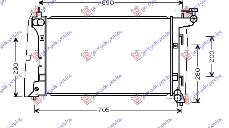 HLADNJAK 1.6 i-VVTi AUTO.BEN (600×350) JAP TOYOTA COROLLA VERSO (2002-2007) (OEM: 1640021160, 1640021180, 16410-0D240)