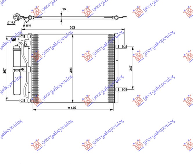 HLADNJAK KLIME 1.5 DCI (49×37.6×1.6) NISSAN MICRA (K12) (2002-2010) (OEM: 92100-9U20B, 92100-AY601, 921009U20B)