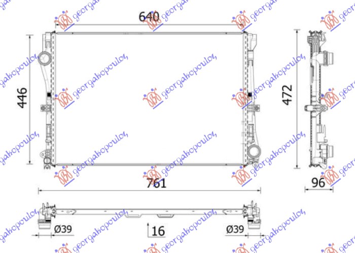 HLADNJAK MOTORA 1.5/2.0 BEN-HIB 640×446 MERCEDES C CLASS (C205/A205) COUPE/CABRIO (2018-2021) (OEM: 0995008000, A0995008000)