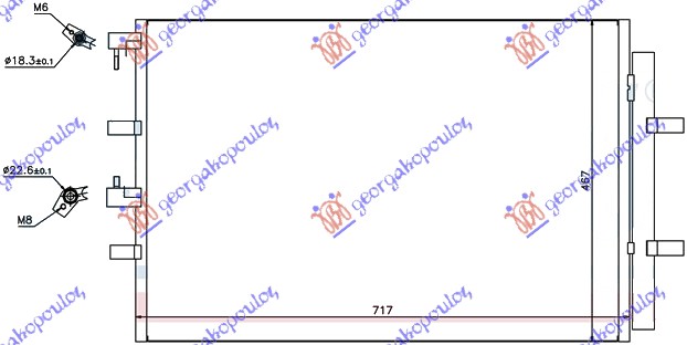 HLADNJAK KLIME 2.2 TDCi (71.7×46.7) FORD TRANSIT/TOURNEO CUSTOM (2013-2018) (OEM: 1778169)