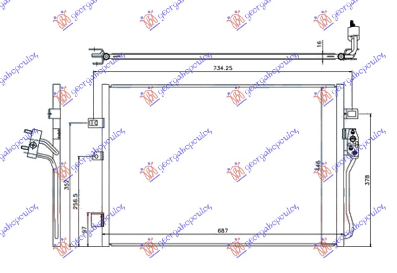 HLADNJAK KLIME BENZIN/DIZEL MANUAL (645x445x16) FIAT FREEMONT (2011-) (OEM: 68038239AA, K68102117AA)
