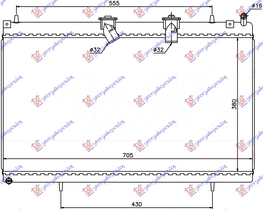 HLADNJAK MOTORA 2.2 Hdi DIZEL MAN (380x705x33) CITROEN C5 (2004-2008) (OEM: 1330.Q9, 1330Q9, 9654674480)