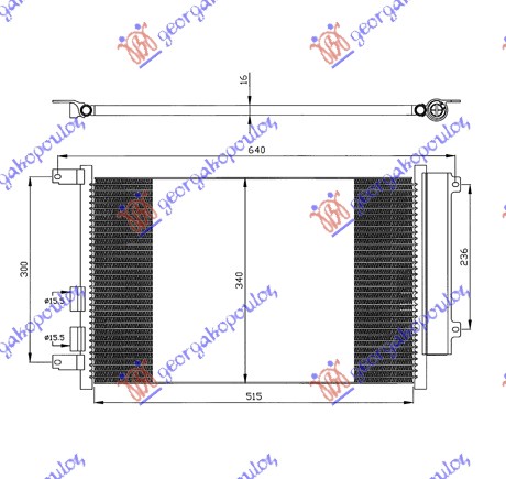 HLADNJAK KLIME 1.9JTD (56x34x1.6) ALFA ROMEO GT (2003-2010) (OEM: 46814850)
