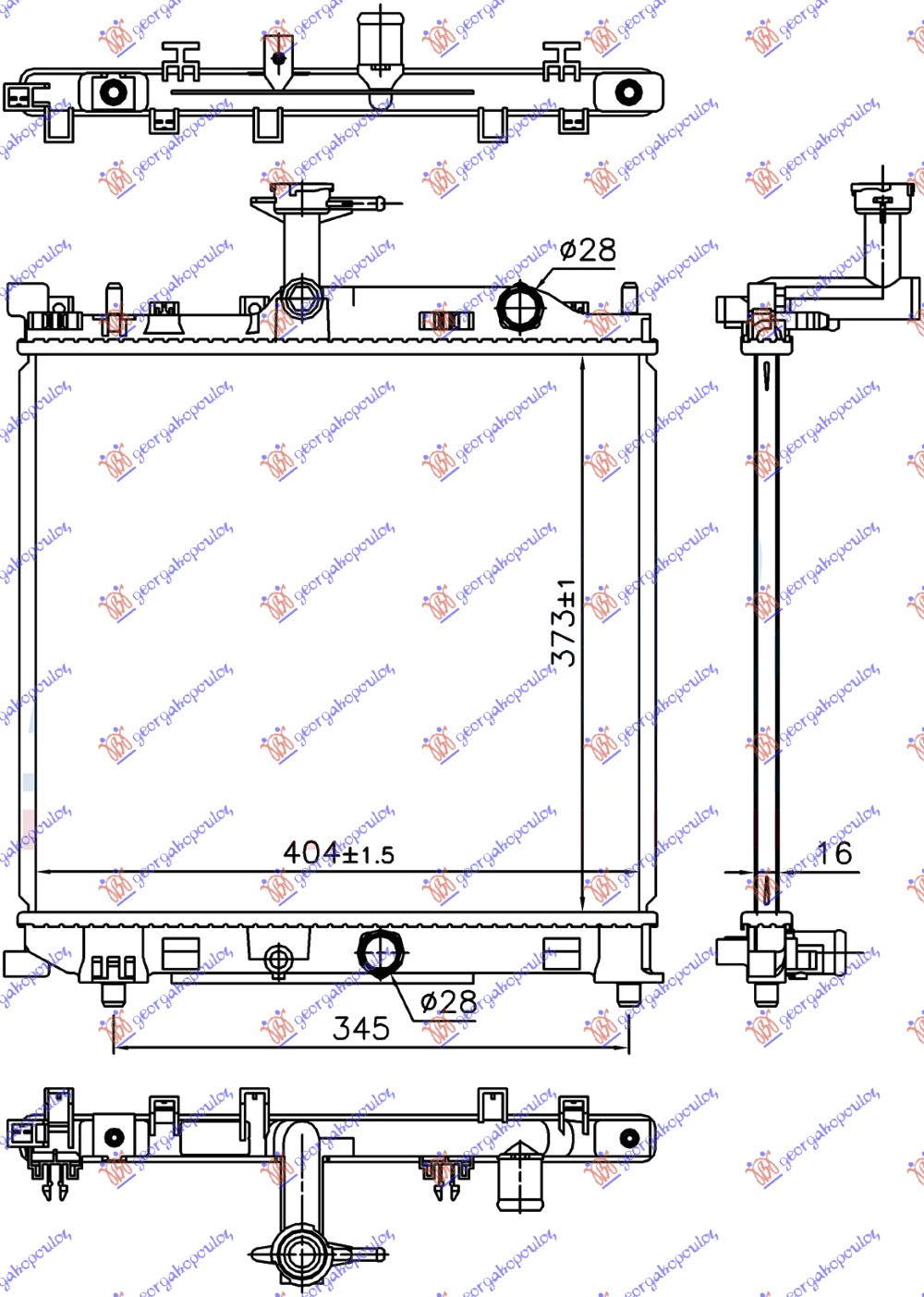 HLADNJAK MOTORA 1.0 BENZIN (40 4x373x 16) SUZUKI CELERIO (2014-) (OEM: 1770084MA0)